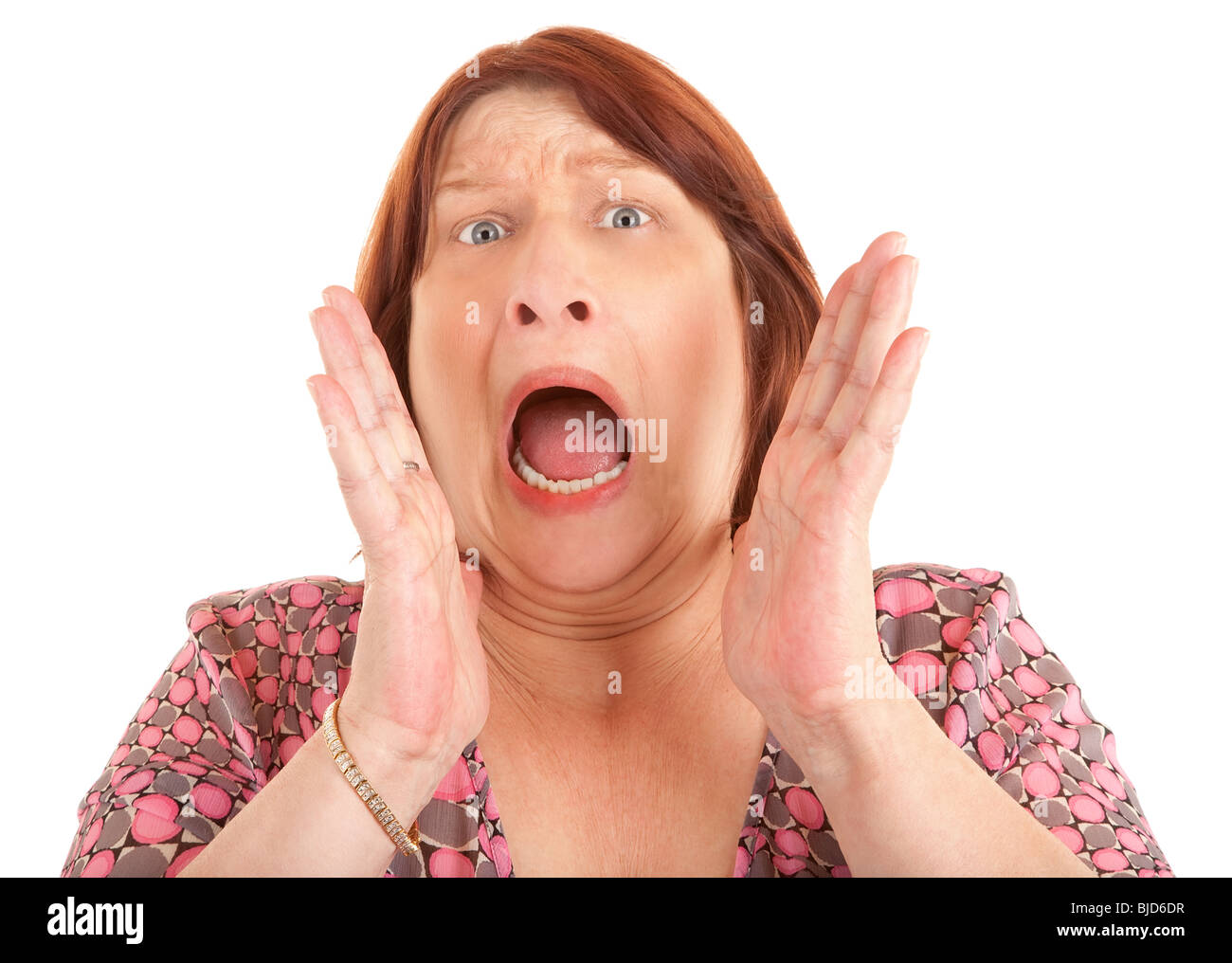 A woman is shouting for help Stock Photo - Alamy