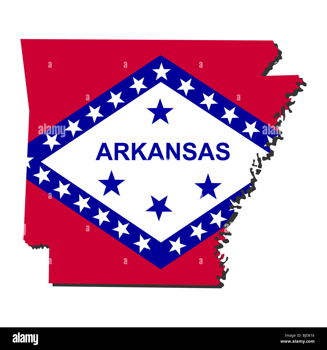 Map and flag of the State of Arkansas illustration Stock Photo - Alamy