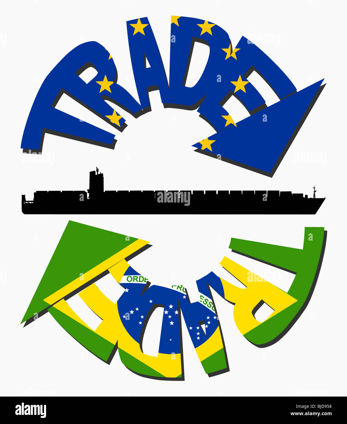 EU and Brazilian trade with flags and container ship Stock Photo - Alamy