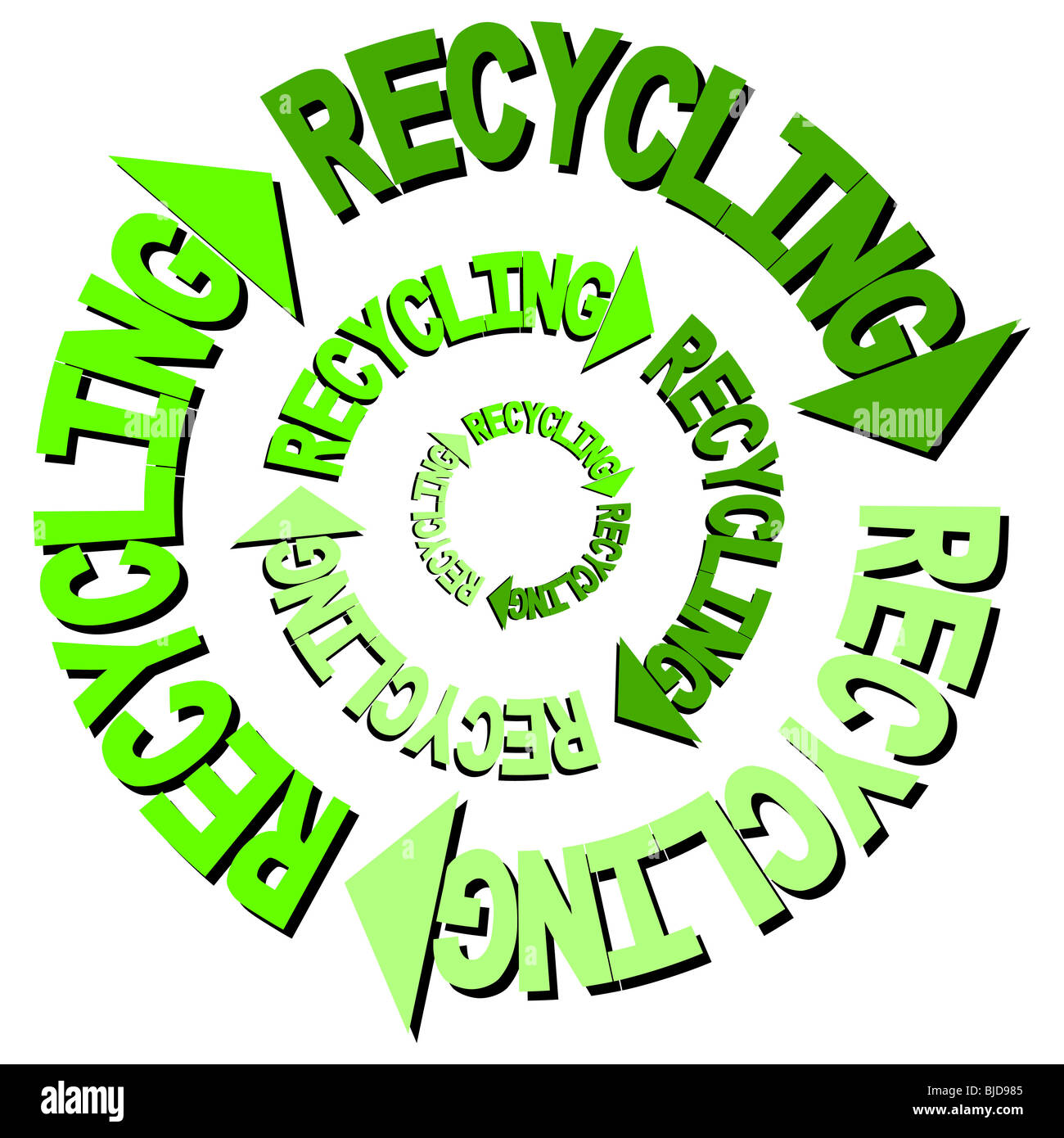 Recycling text curved arrows illustration Stock Photo - Alamy