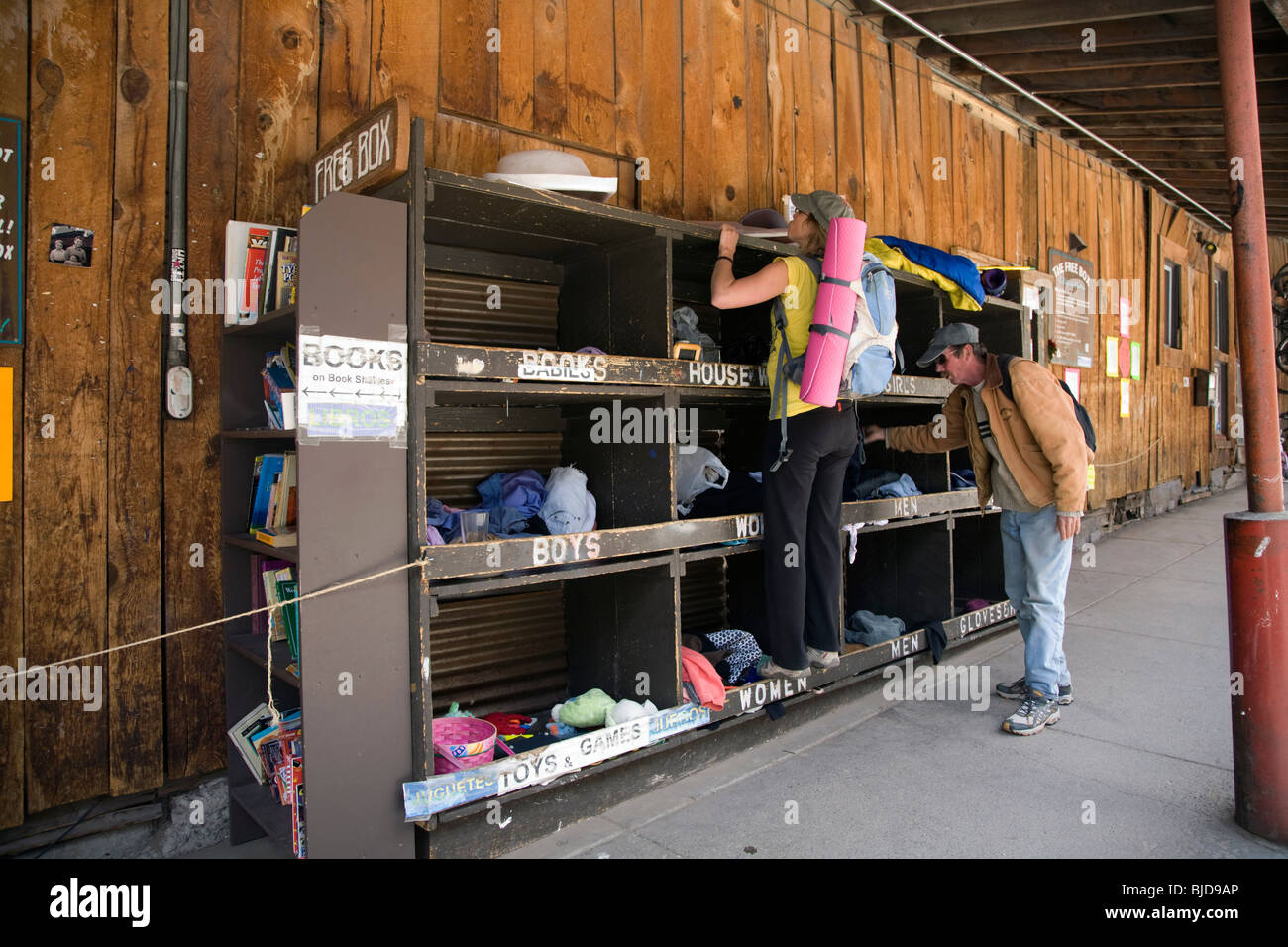 Local residents visit the Free Box in Telluride, Colorado Stock Photo ...