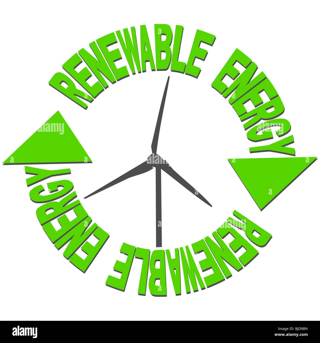 Renewable energy arrow text with arrows and wind turbine illustration ...