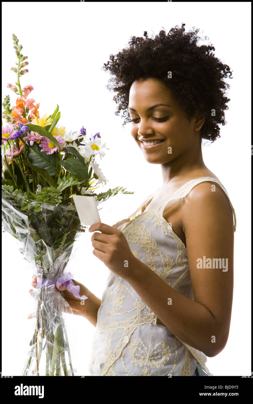 woman with flowers Stock Photo - Alamy