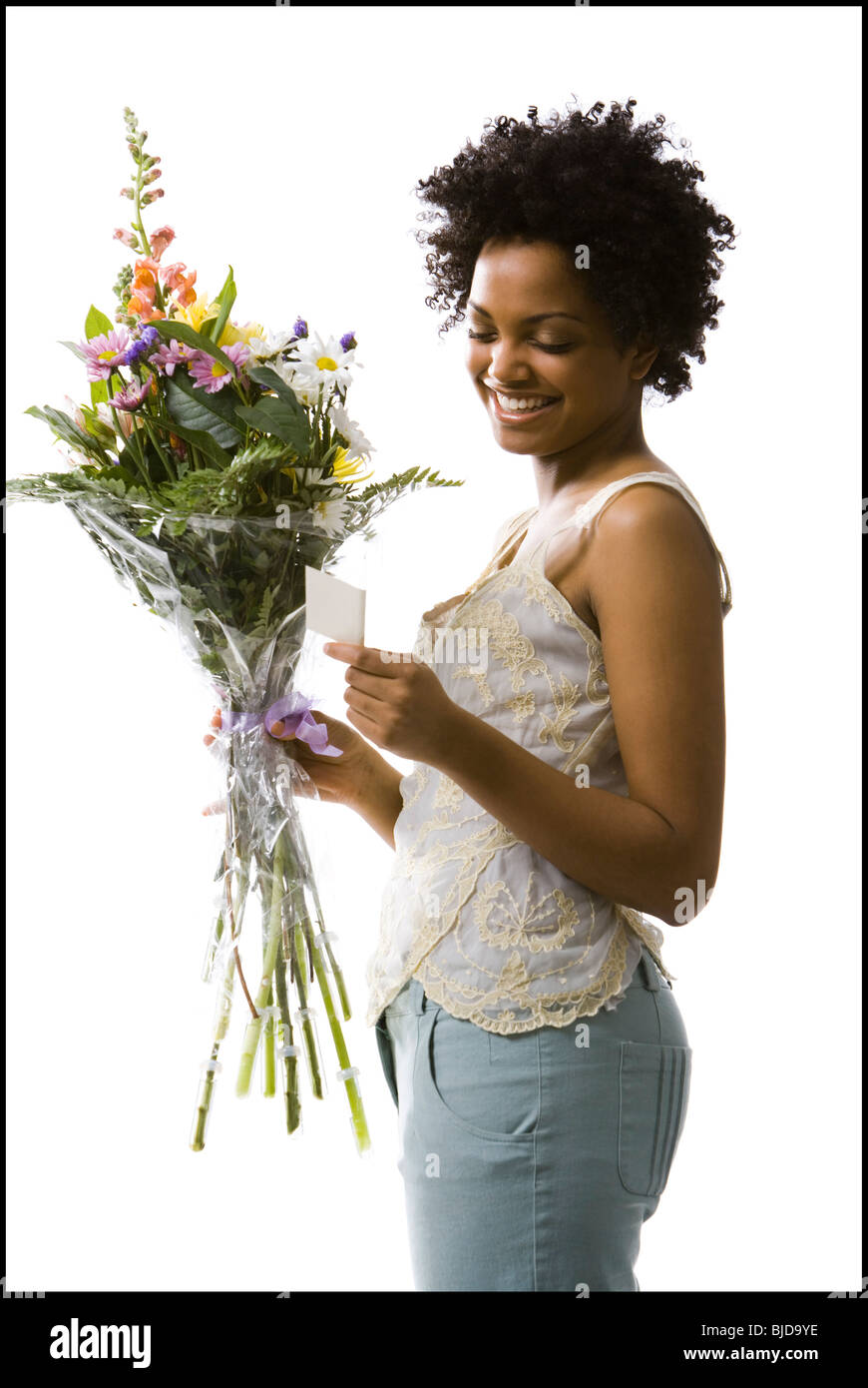 woman with flowers Stock Photo - Alamy