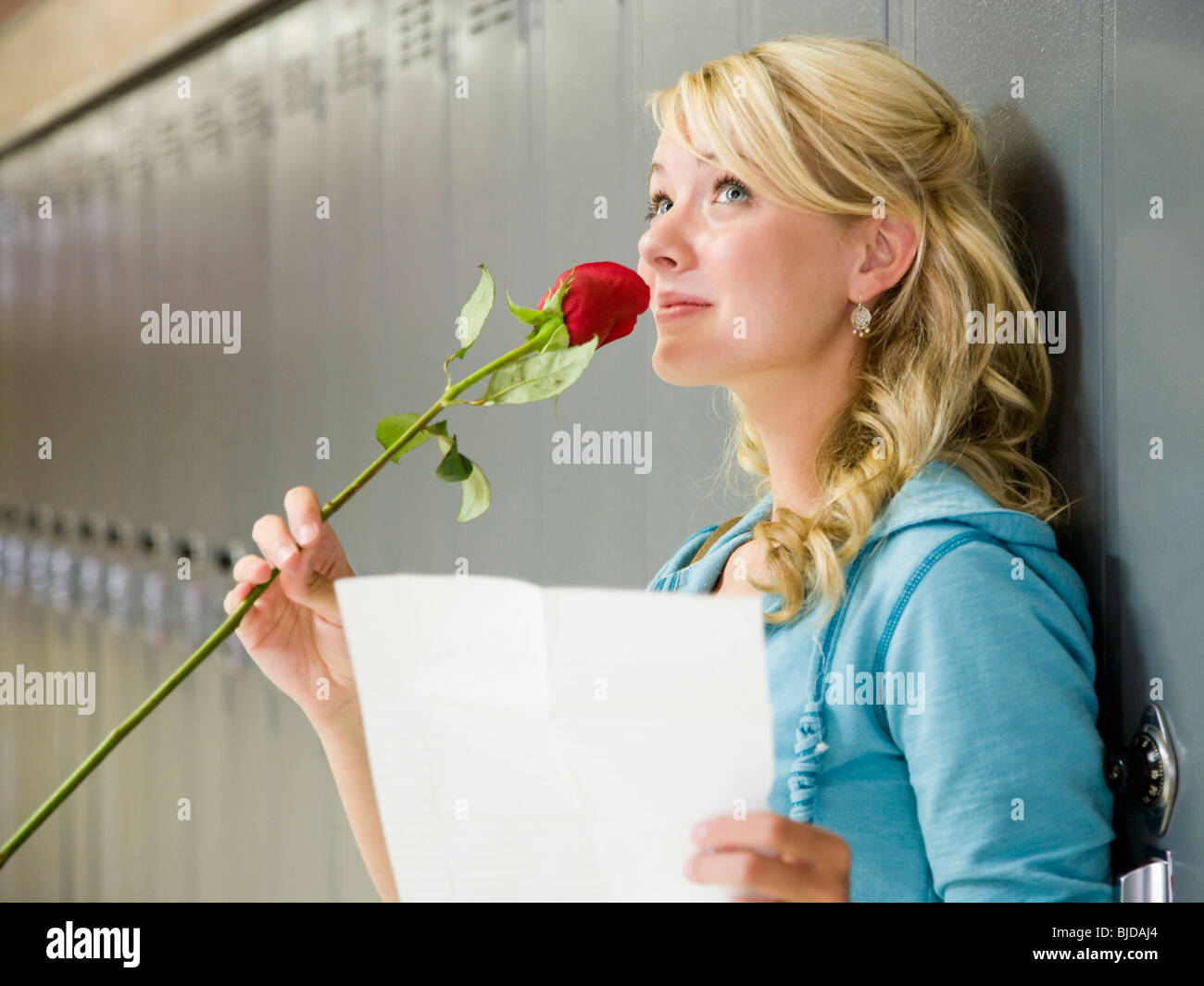 Young woman reading a love letter Stock Photo - Alamy