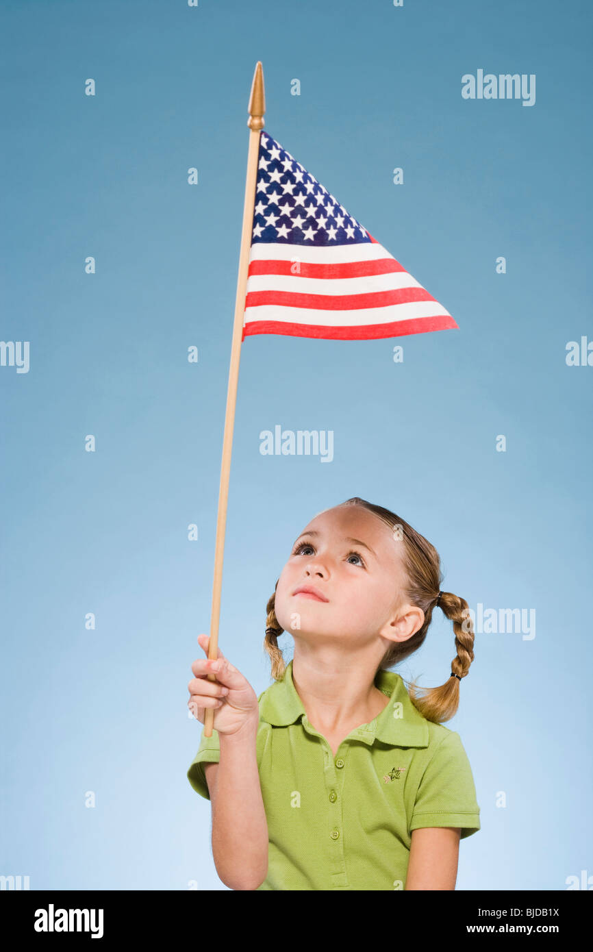 Child with American flag Stock Photo - Alamy
