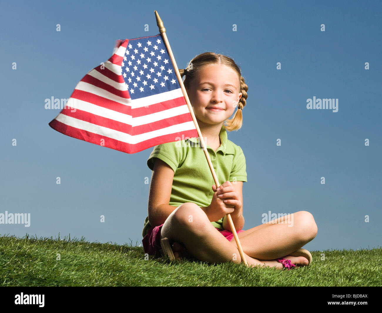 Child with American flag Stock Photo - Alamy