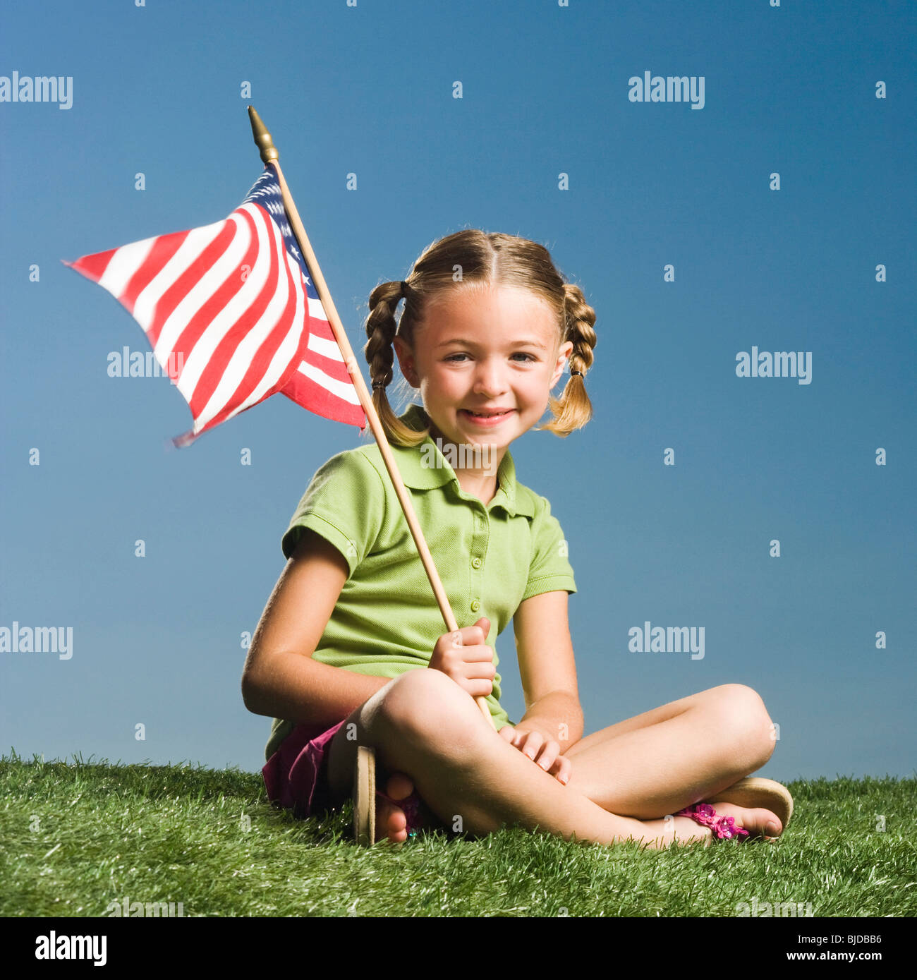 Child with American flag Stock Photo - Alamy
