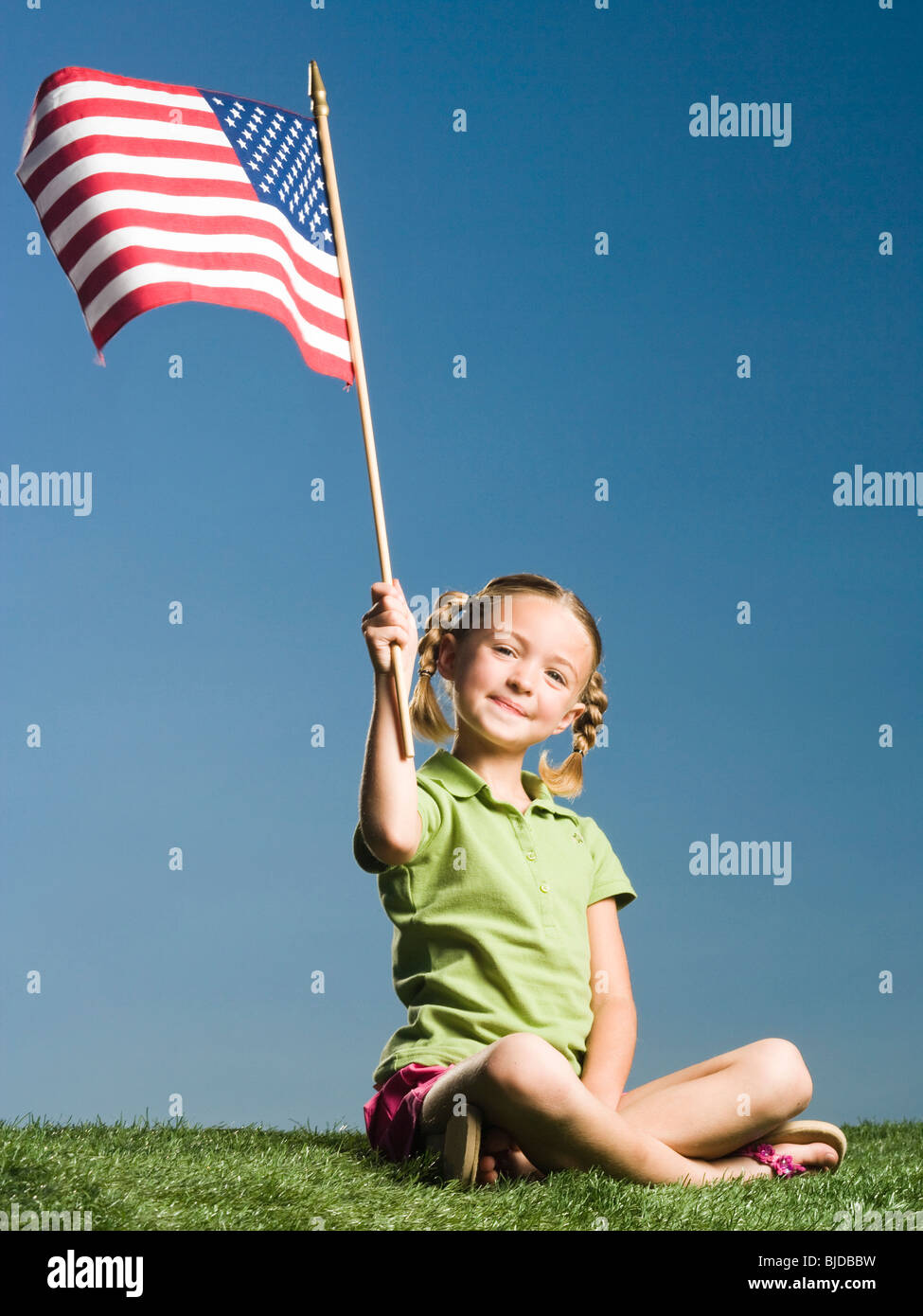 Child with American flag Stock Photo - Alamy