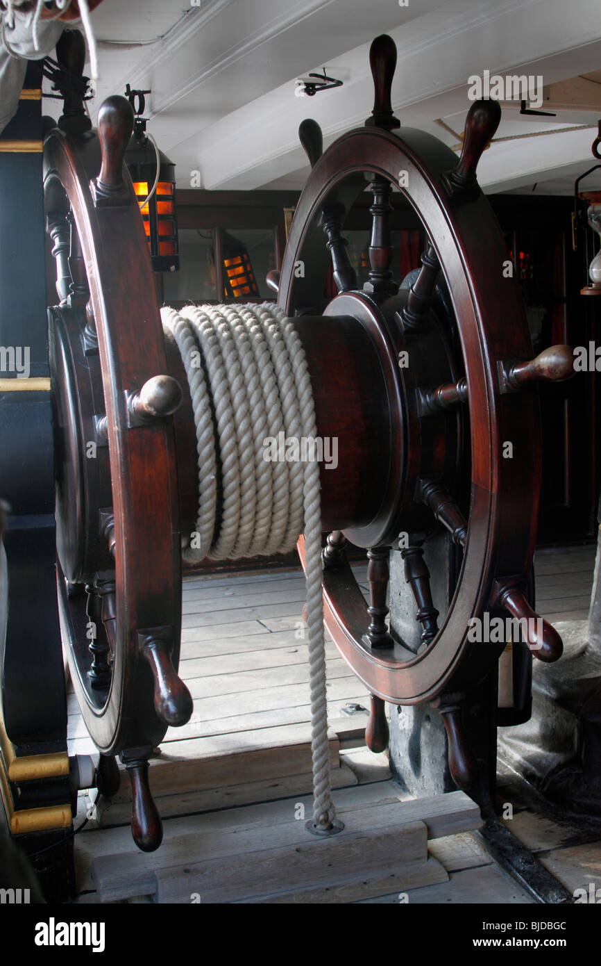 Ships wheel on HMS Victory at the Portsmouth Historic Dockyard Stock ...