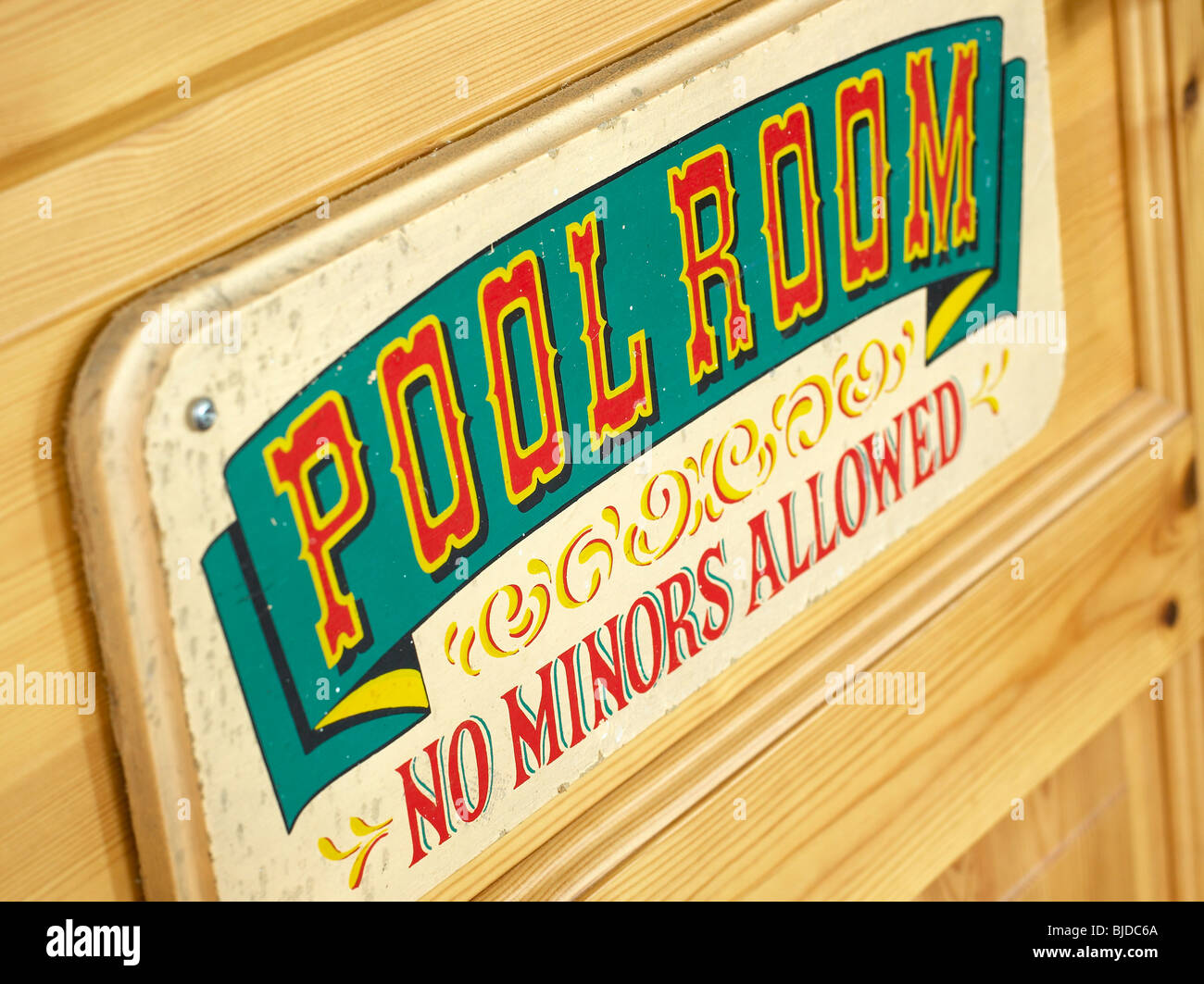 American Pool Room sign on a door Stock Photo - Alamy