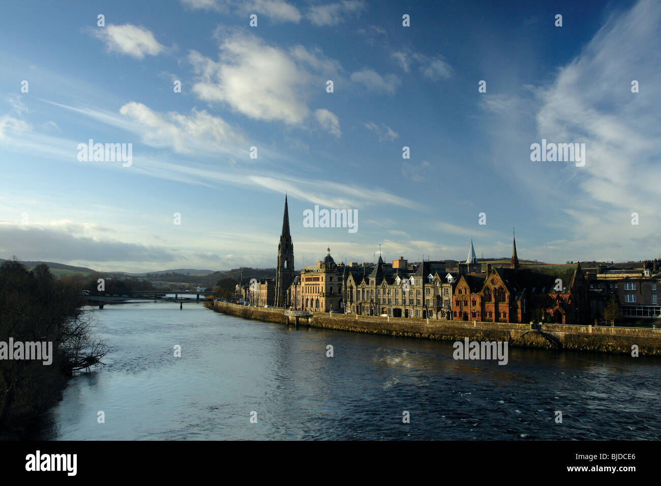 The many buildings of the city of Perth and the River Tay Perthshire ...