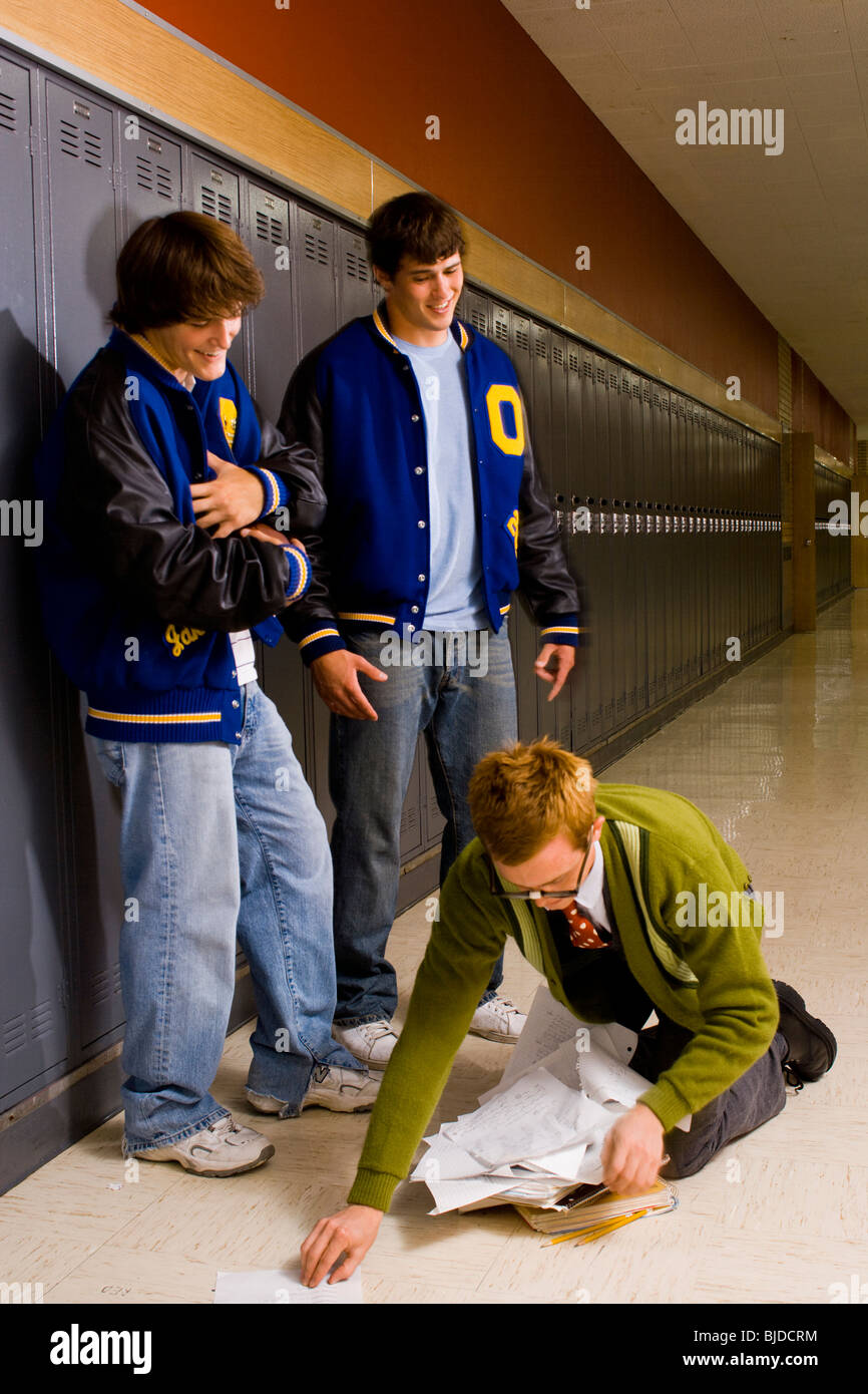 High School Jocks and a Nerd Stock Photo - Alamy