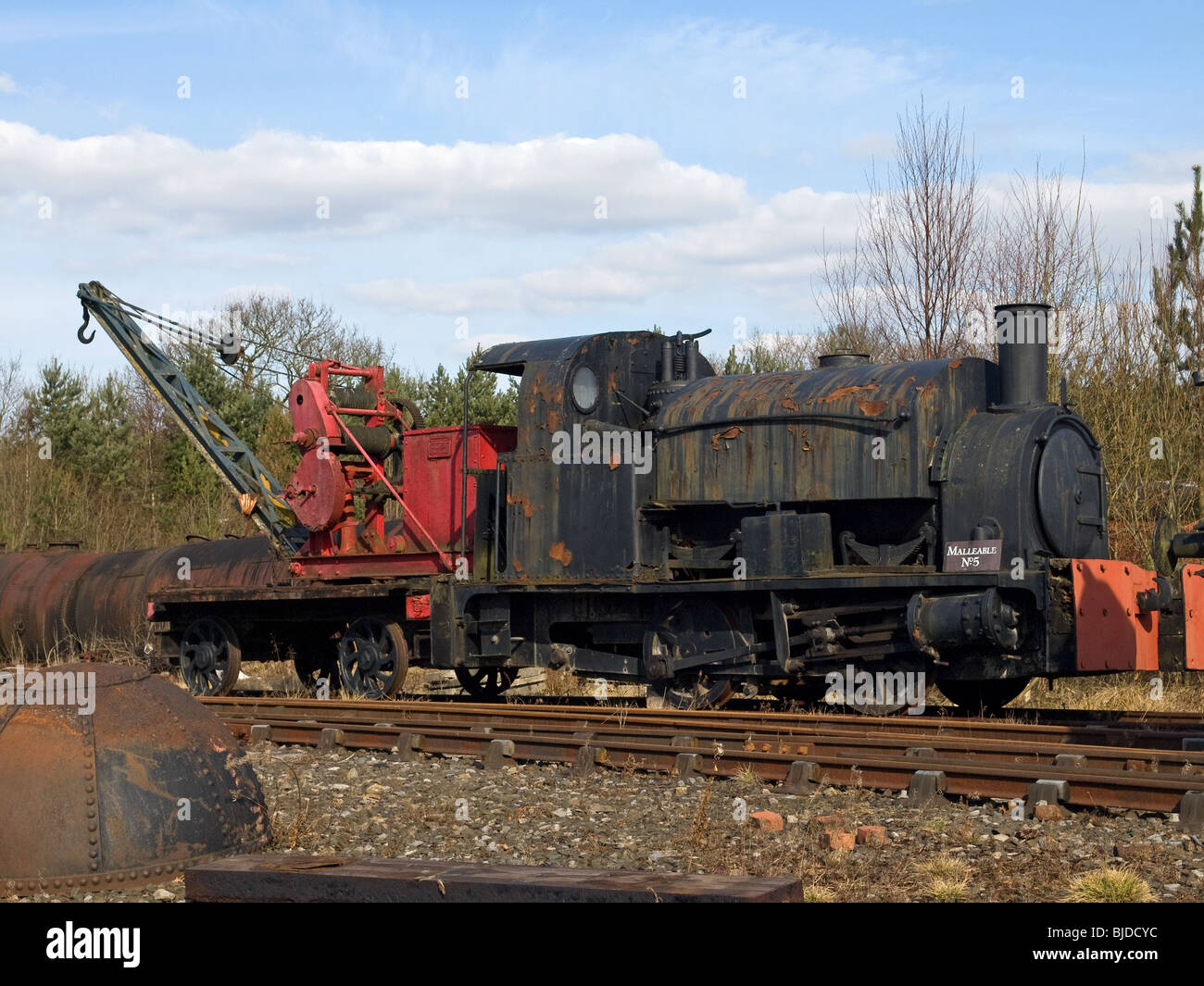 Old saddle tank engine at Beamish Open Air Museum County Durham England ...
