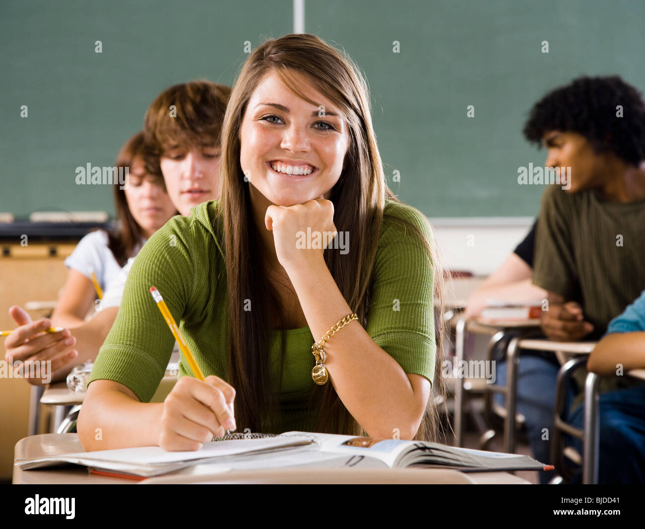Student in a classroom Stock Photo - Alamy