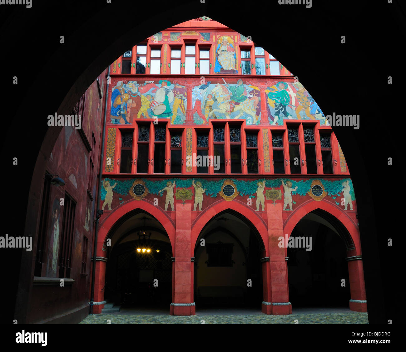 The courtyard of the historic city hall in Basel, Canton Basel-City ...