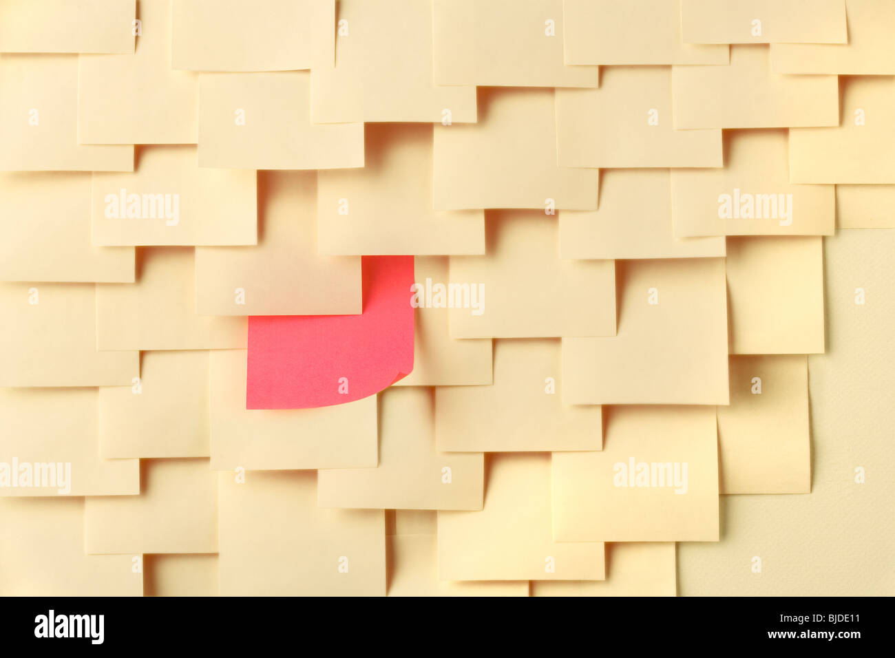 Arrange Postit notes with one of a different color Stock Photo - Alamy