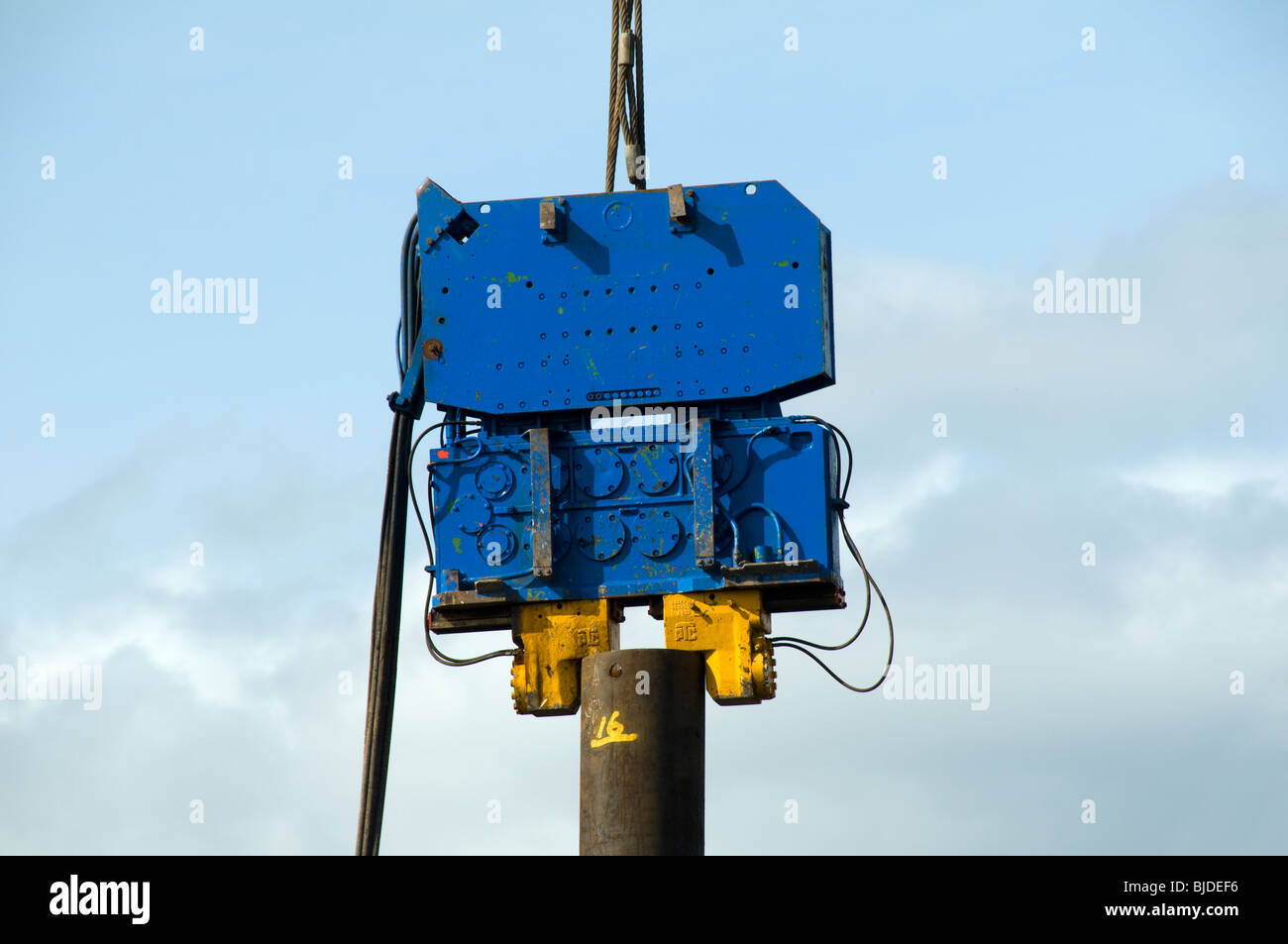 Pile driving operation, using a vibratory pile driver, outside the ...