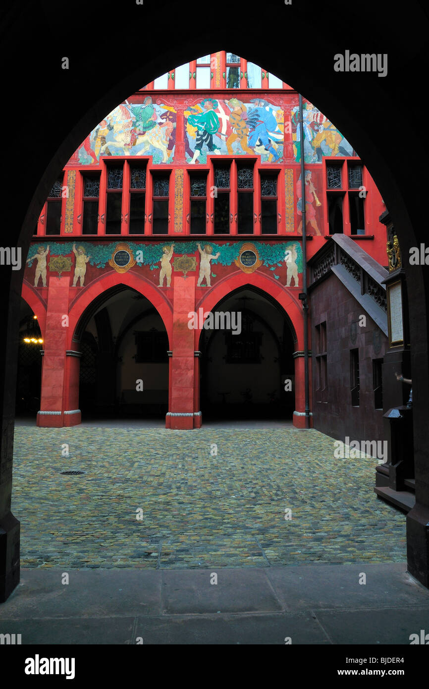 The courtyard of the historic city hall in Basel, Canton Basel-City ...
