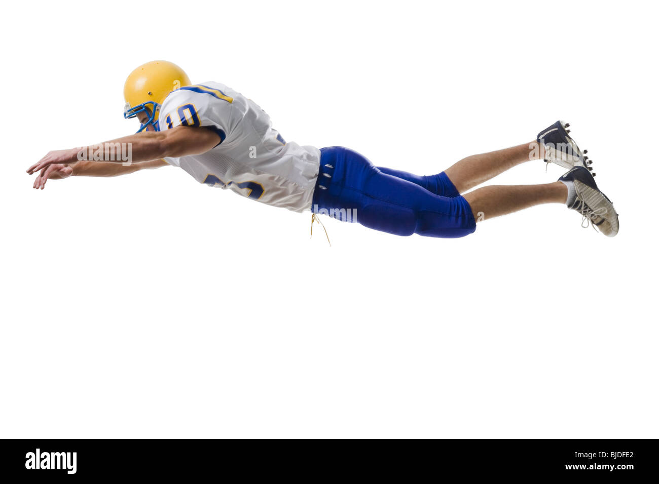 American football player diving hi-res stock photography and images - Alamy