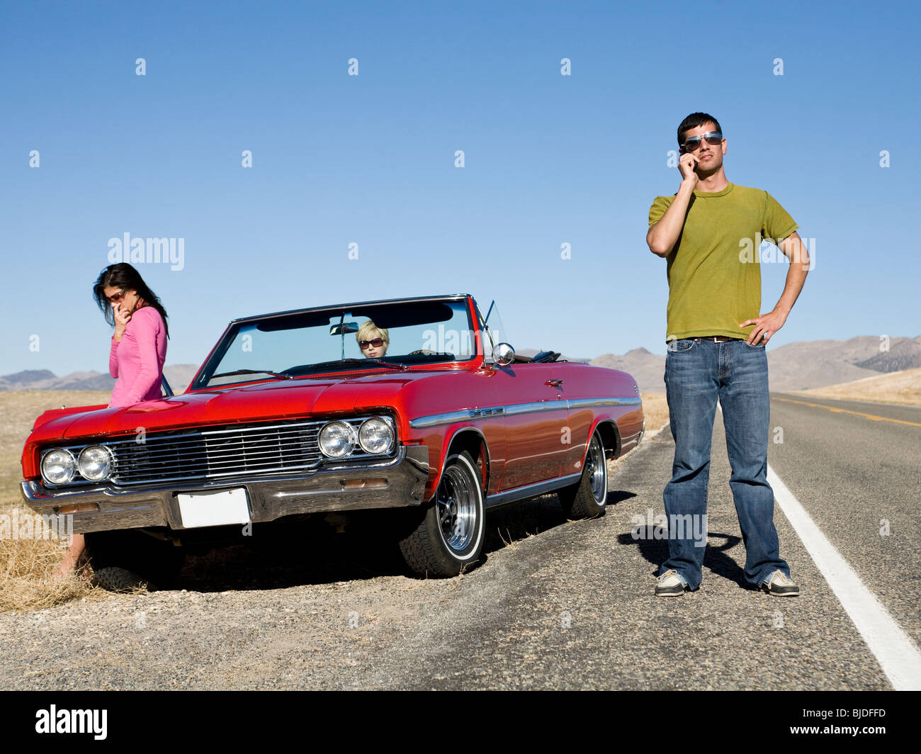 man with a broken down car Stock Photo - Alamy