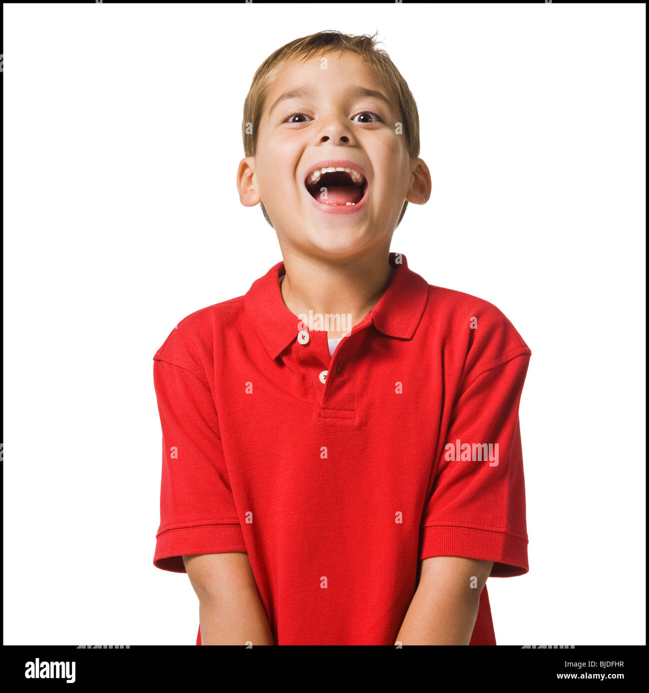 boy in a red shirt Stock Photo - Alamy