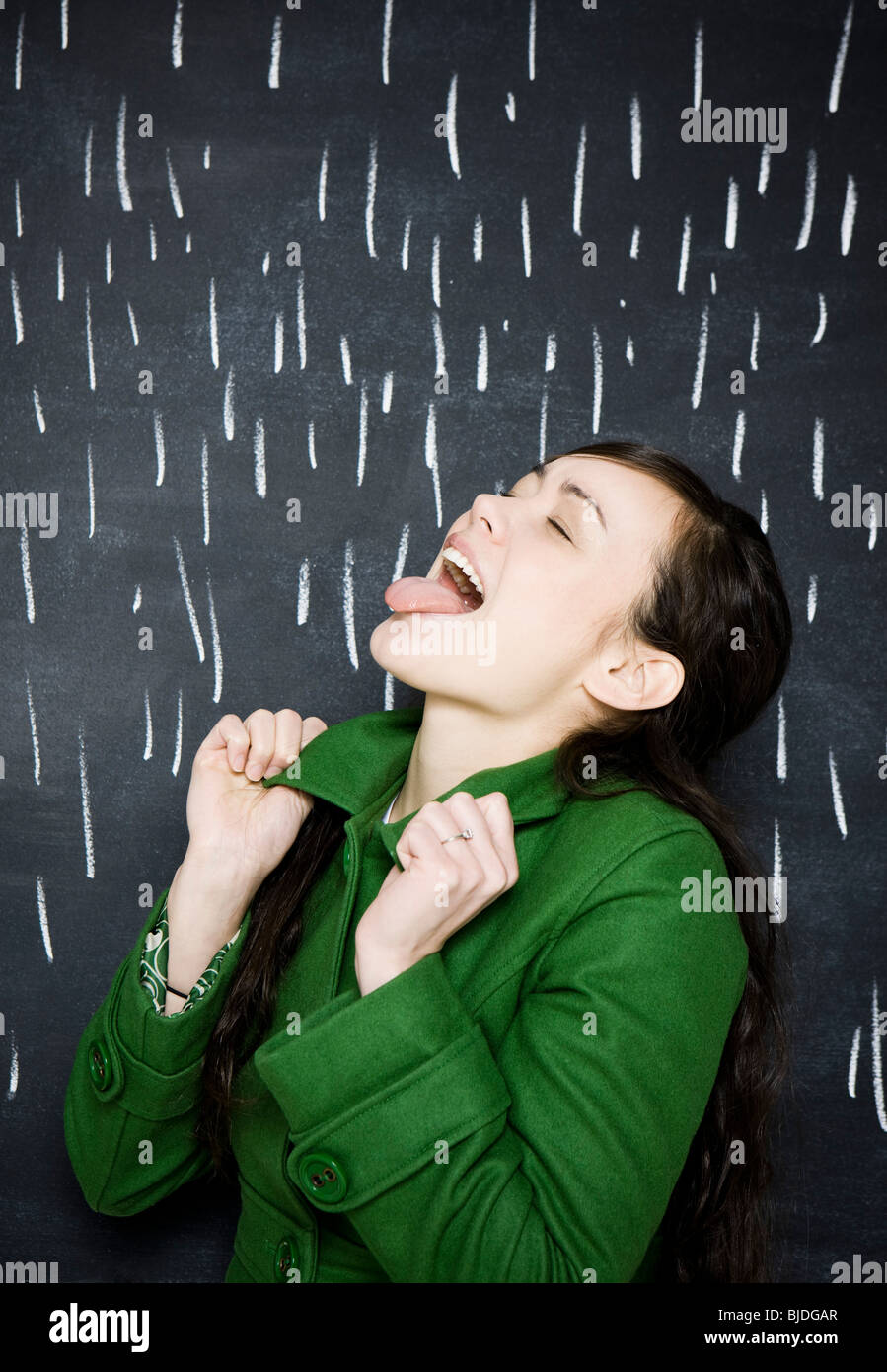 woman in a chalkboard rainstorm Stock Photo - Alamy