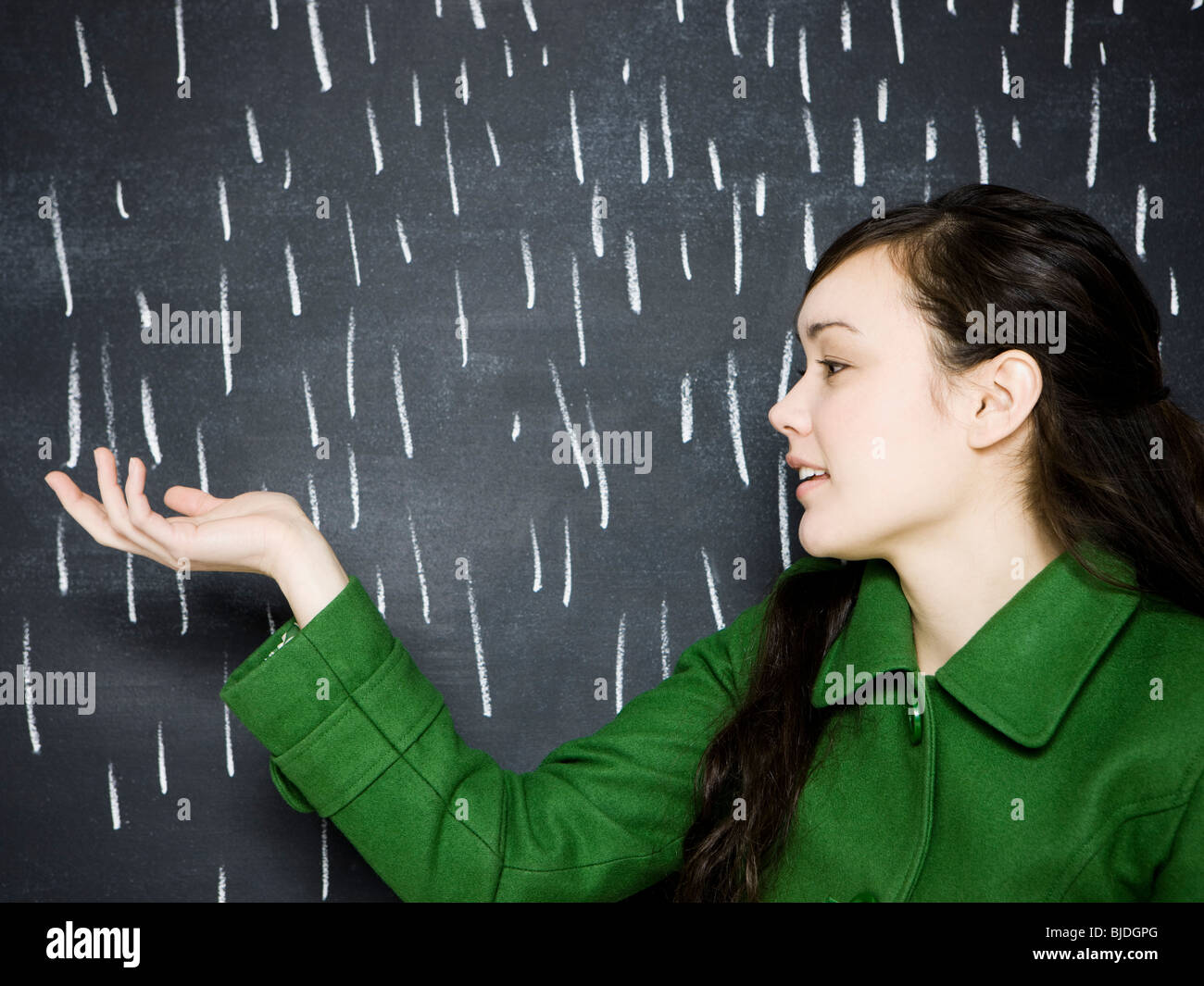 woman in a chalkboard rainstorm Stock Photo - Alamy