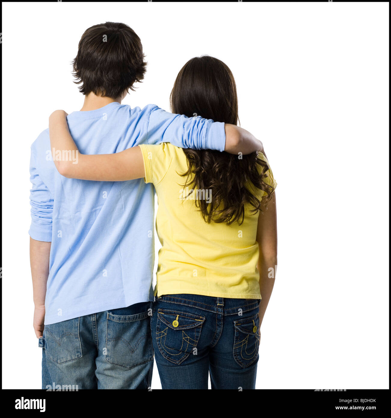 young couple with their arms around one another Stock Photo - Alamy
