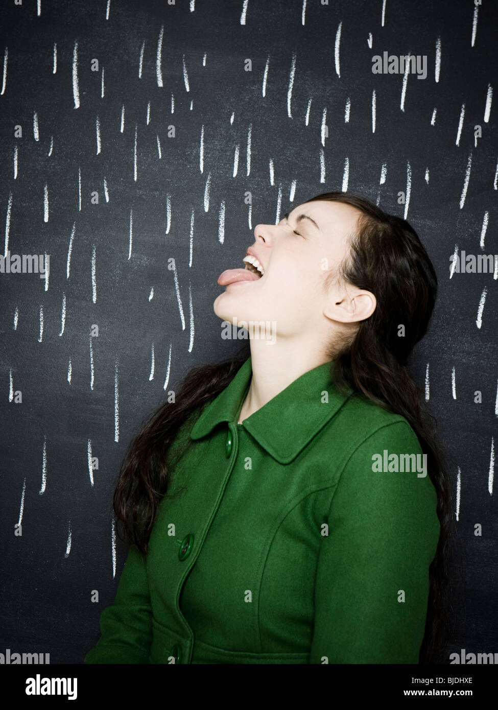 woman in a chalkboard rainstorm Stock Photo - Alamy