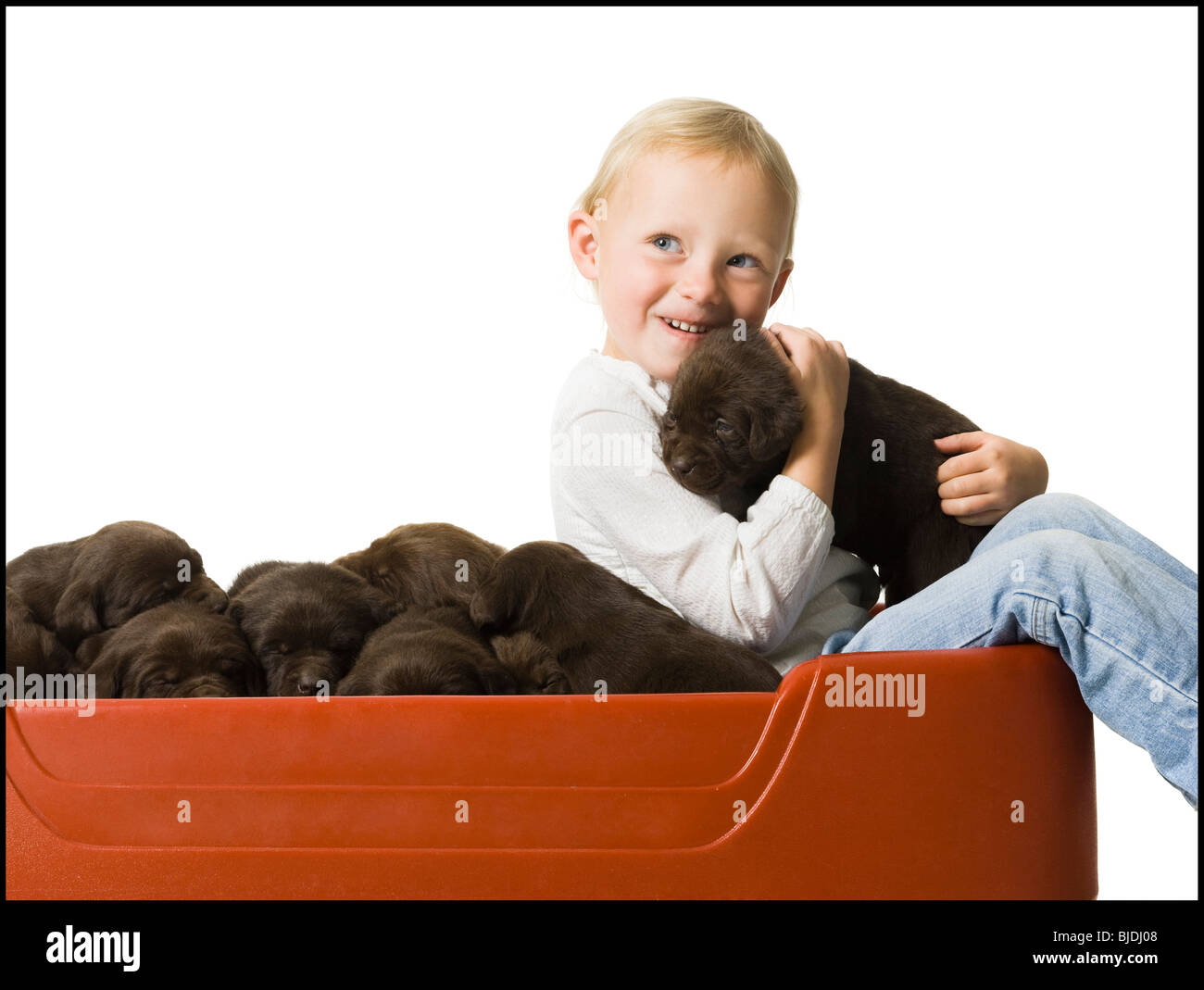 child with a puppy Stock Photo - Alamy