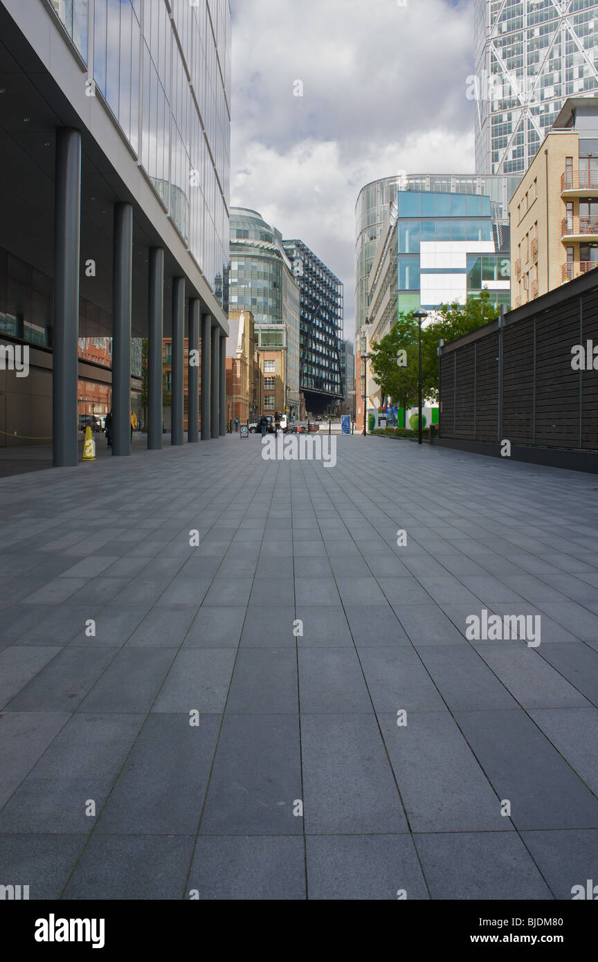 views of city from east london shot low down showing a wide path ...