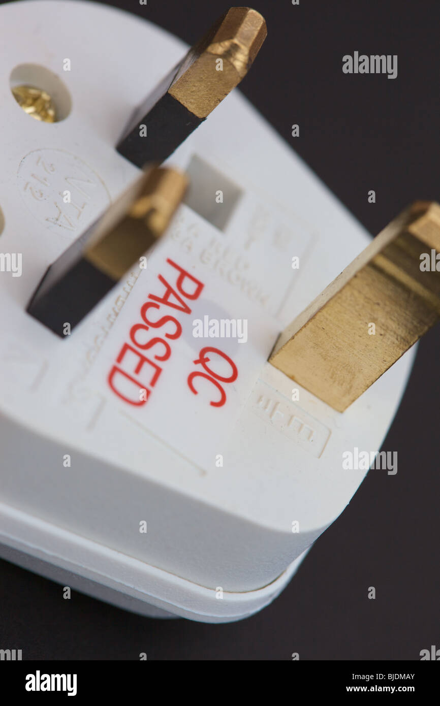 close up of a 3 pin electric plug UK design Stock Photo - Alamy