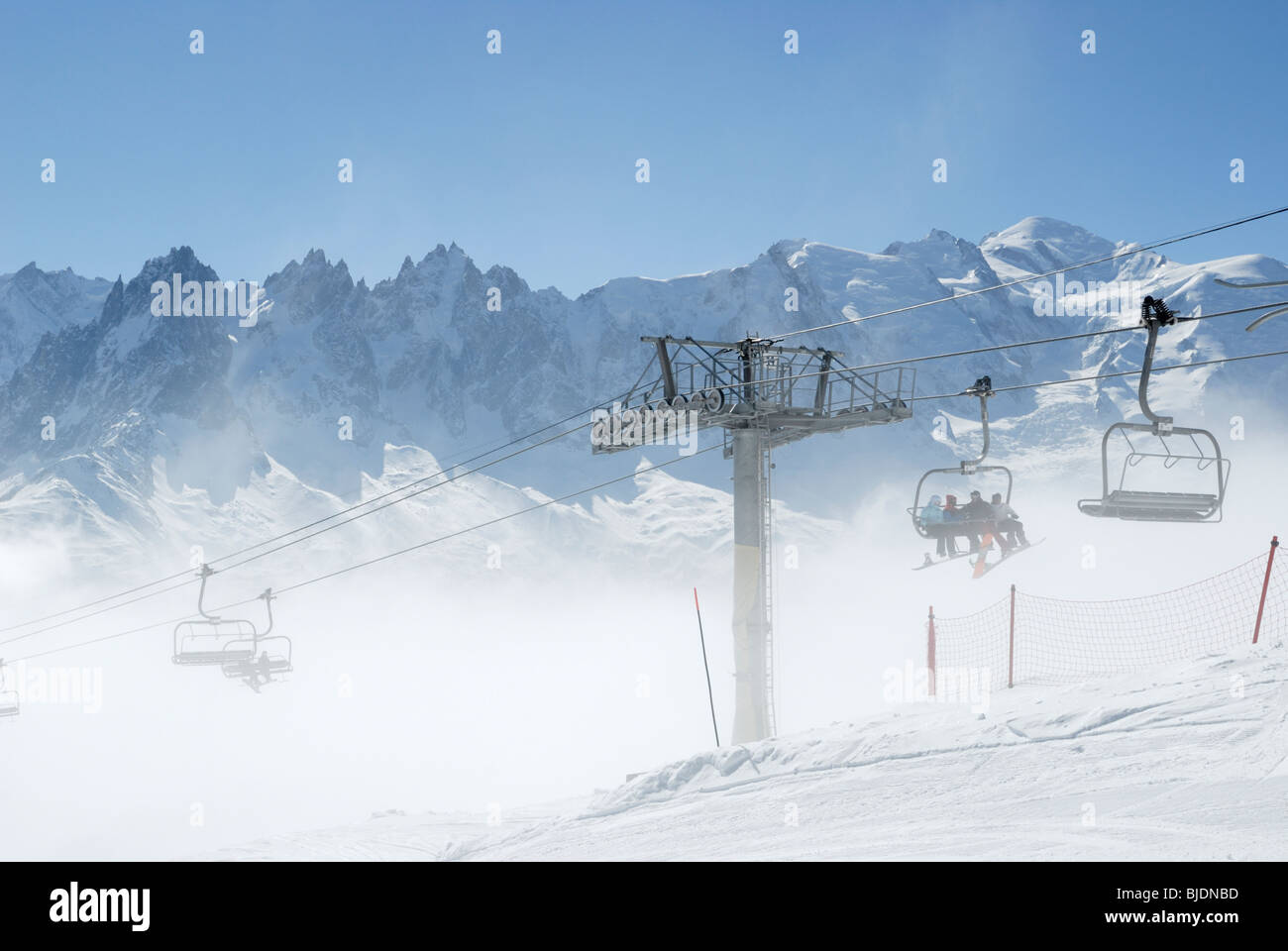 Le Flegere ski resort, Chamonix, France. The Mont Blanc in the ...