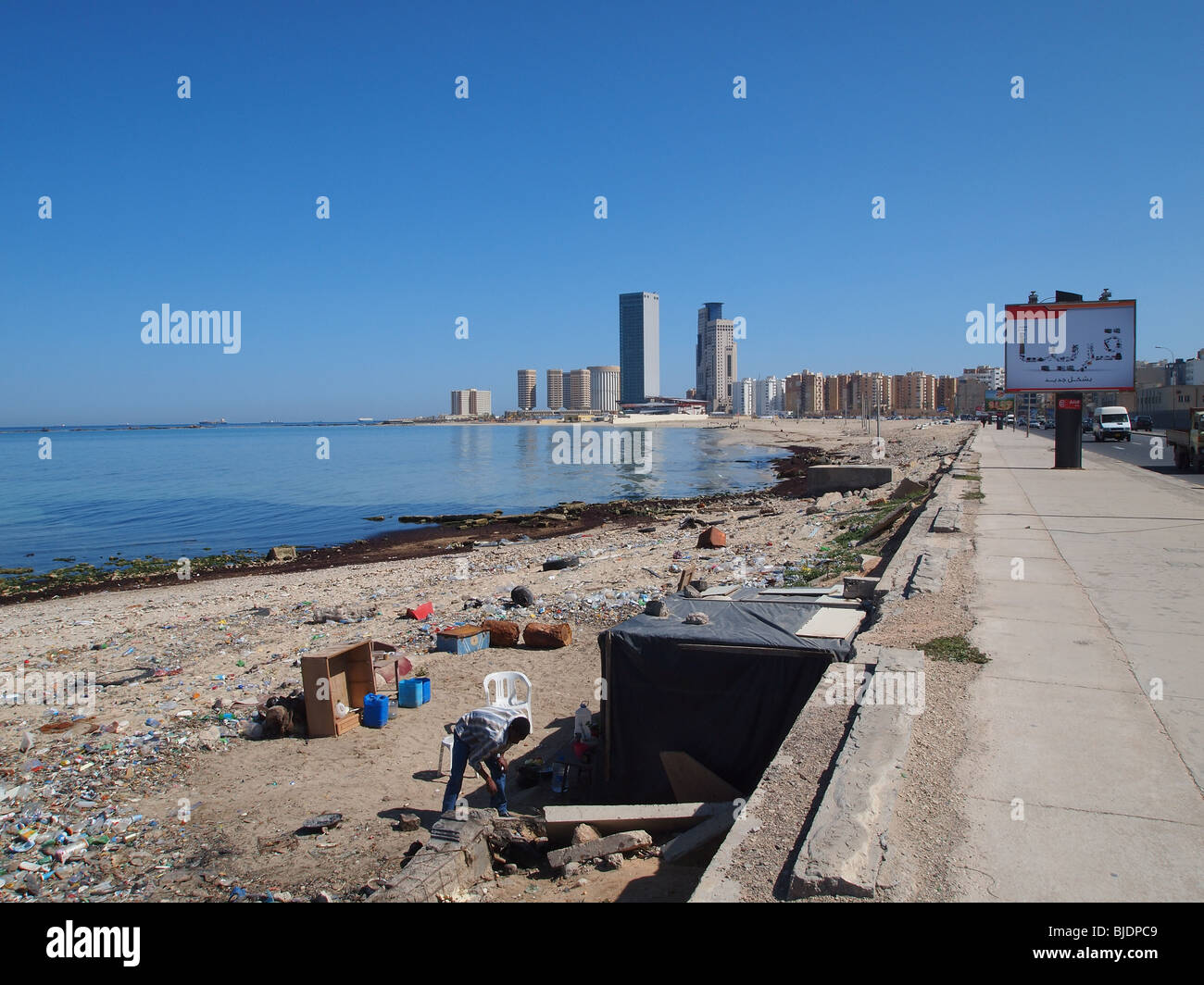 Central Tripoli beach, Mediterranean, Libya Stock Photo - Alamy
