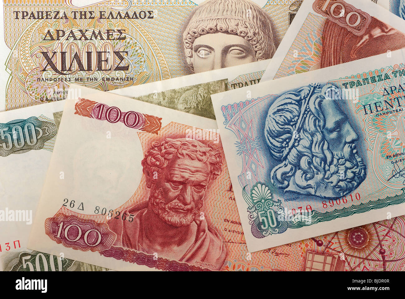 Pre-Euro Greek Drachma bank notes Stock Photo - Alamy