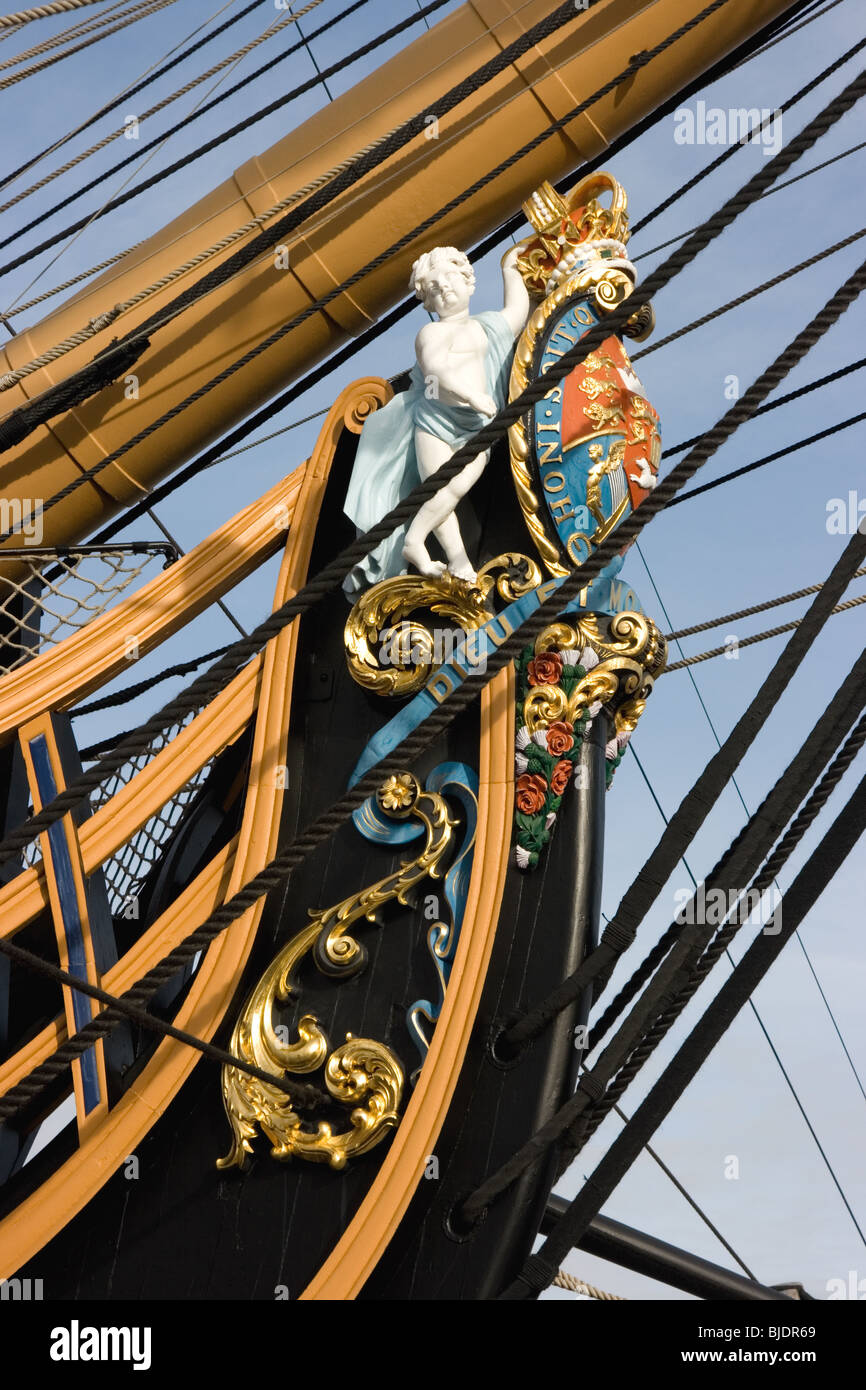 1805 cherub figurehead old ship famous decorative rigging hi-res stock ...