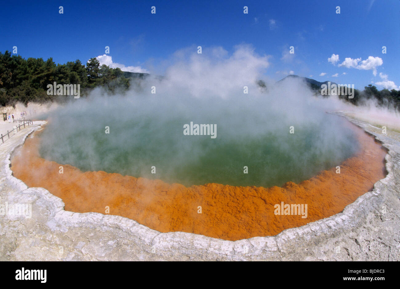 The famous colored geothermal Champagne Pool at Waiotapu thermal park ...
