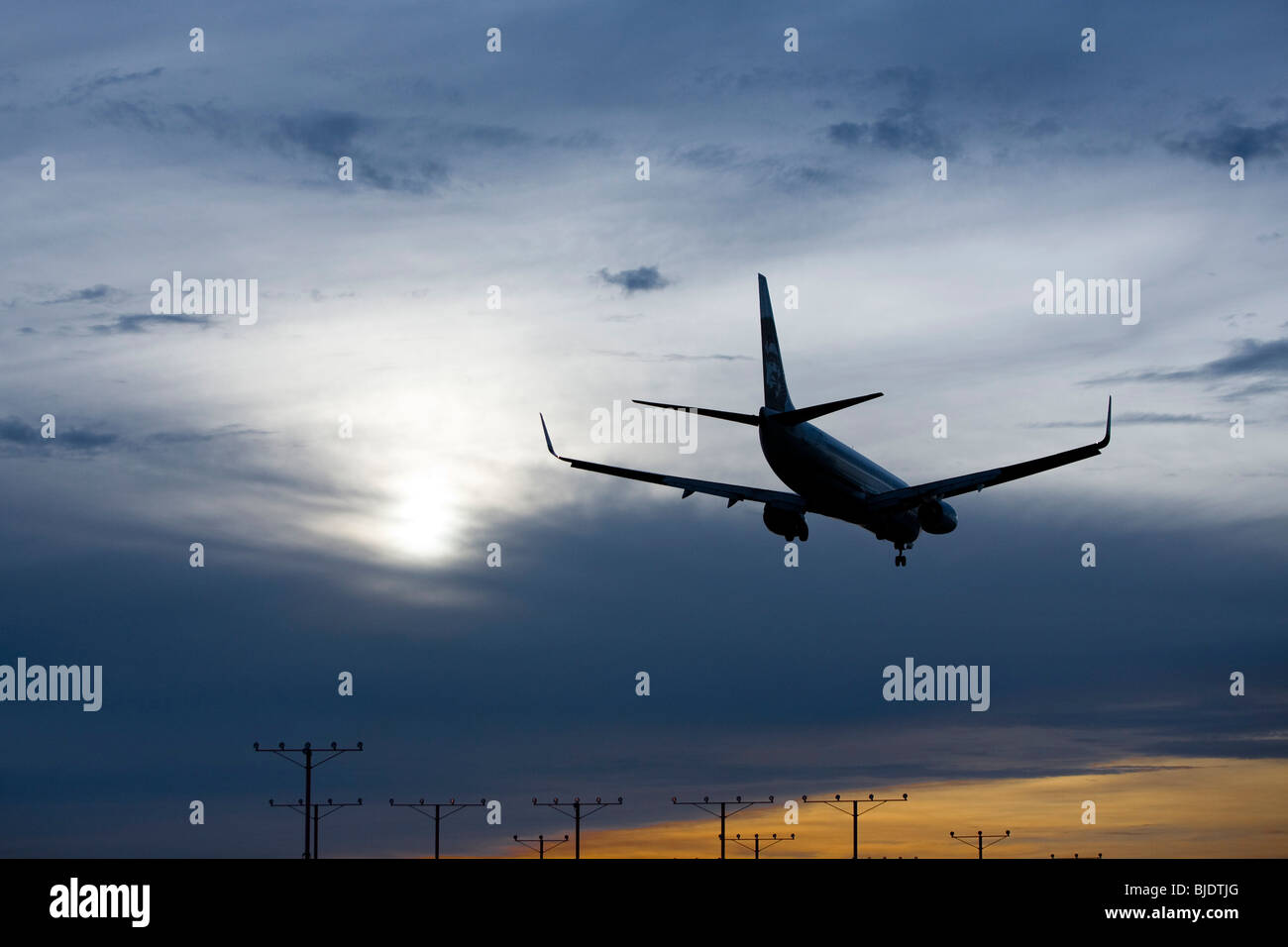Plane in flight, landing at LAX Los Angeles International Airport Los ...