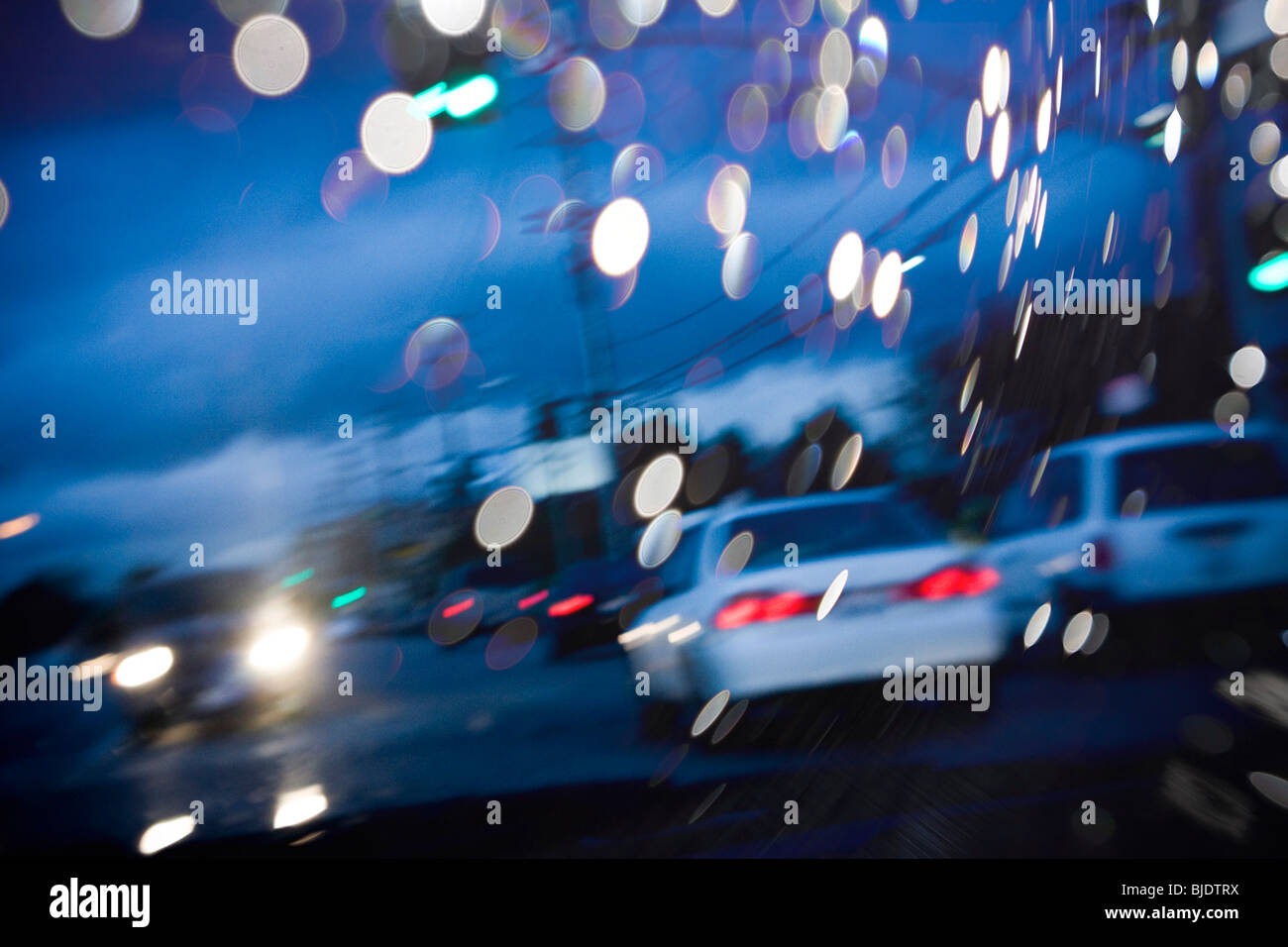 Rainy night on the streets Westchester, Los Angeles County, California ...