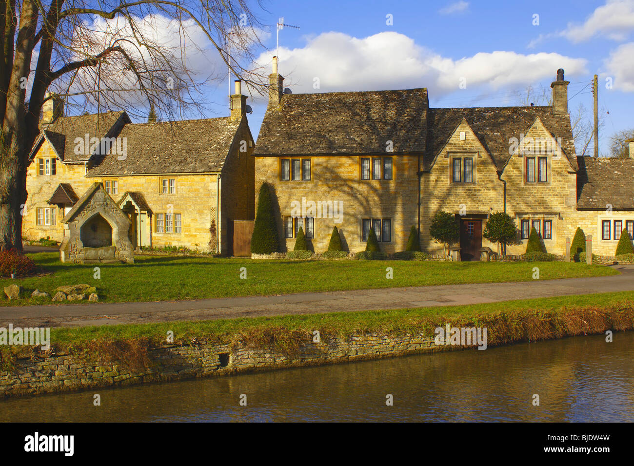 lower slaughter village the cotswolds gloucestershire the midlands ...