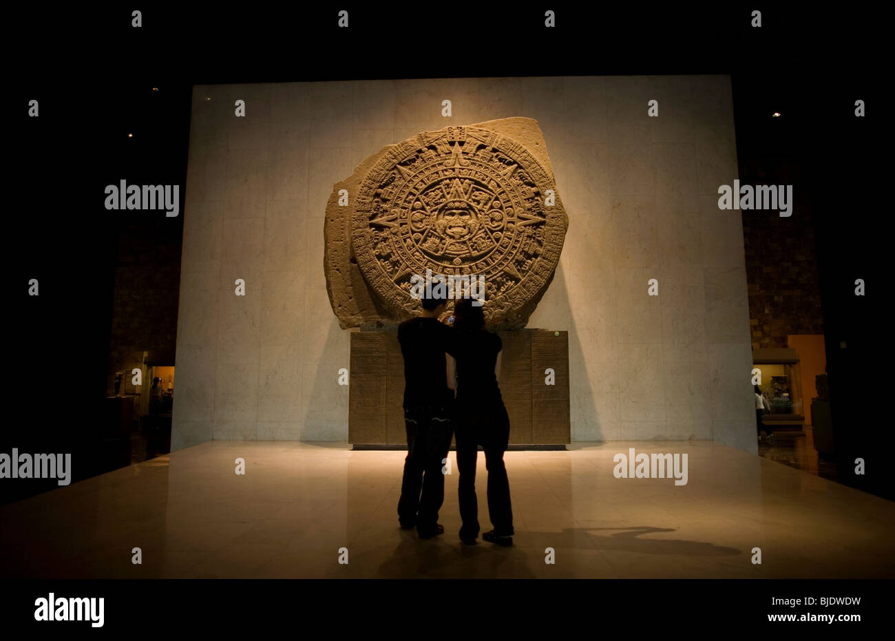 Tourists visit the National Museum of Anthropology, in front of the Sun ...