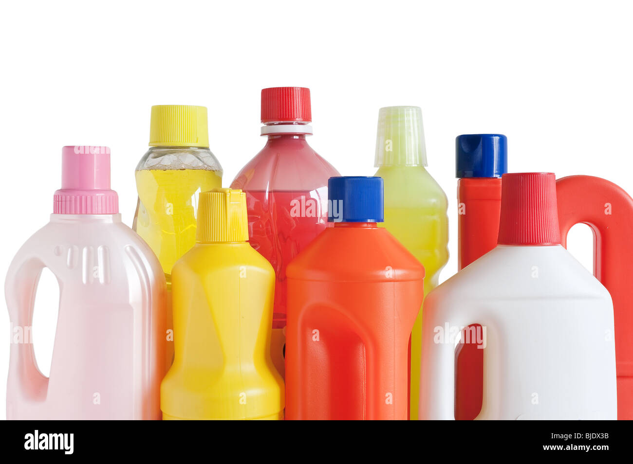 Colored plastic detergent bottles isolated on white background Stock ...