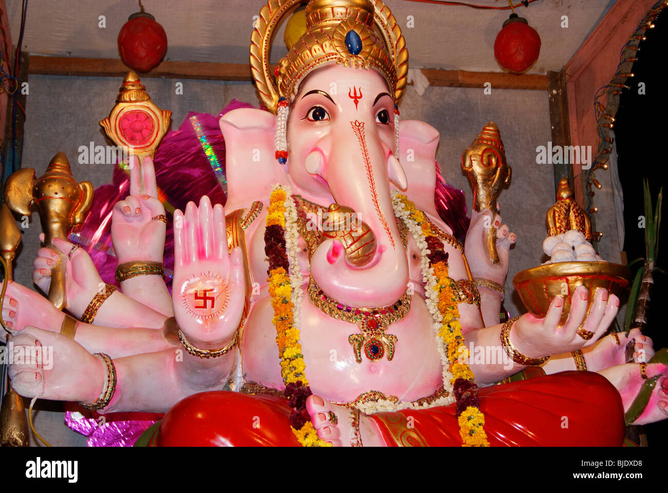 Beautifully decorated Statue of Great God Ganapathy ( Lord Ganesha) in ...