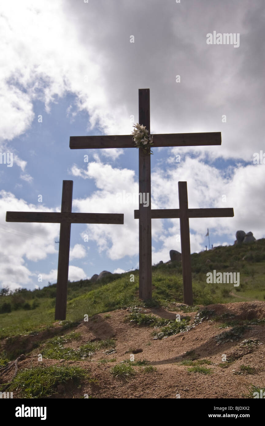 Three cross on a hill at the "Poiema Ranch" discipleship center near ...