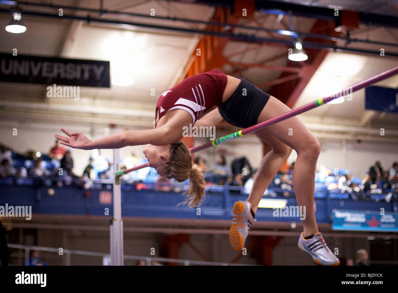 Kelly Kajunski, from Rider University, wins the high jump at 1.7m at ...
