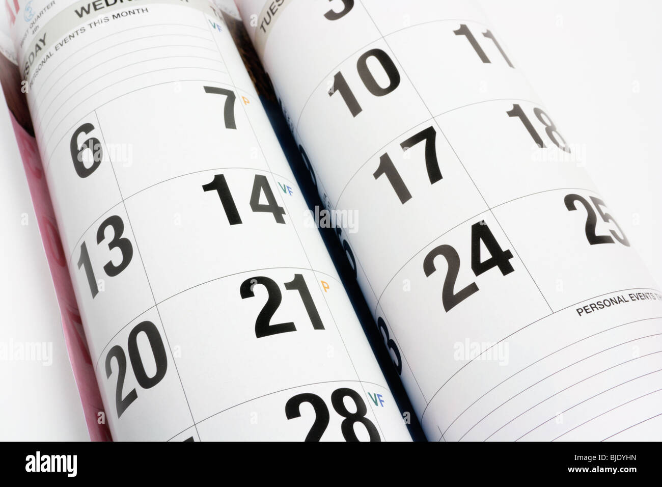 Rolled Up Calendar Pages Stock Photo - Alamy