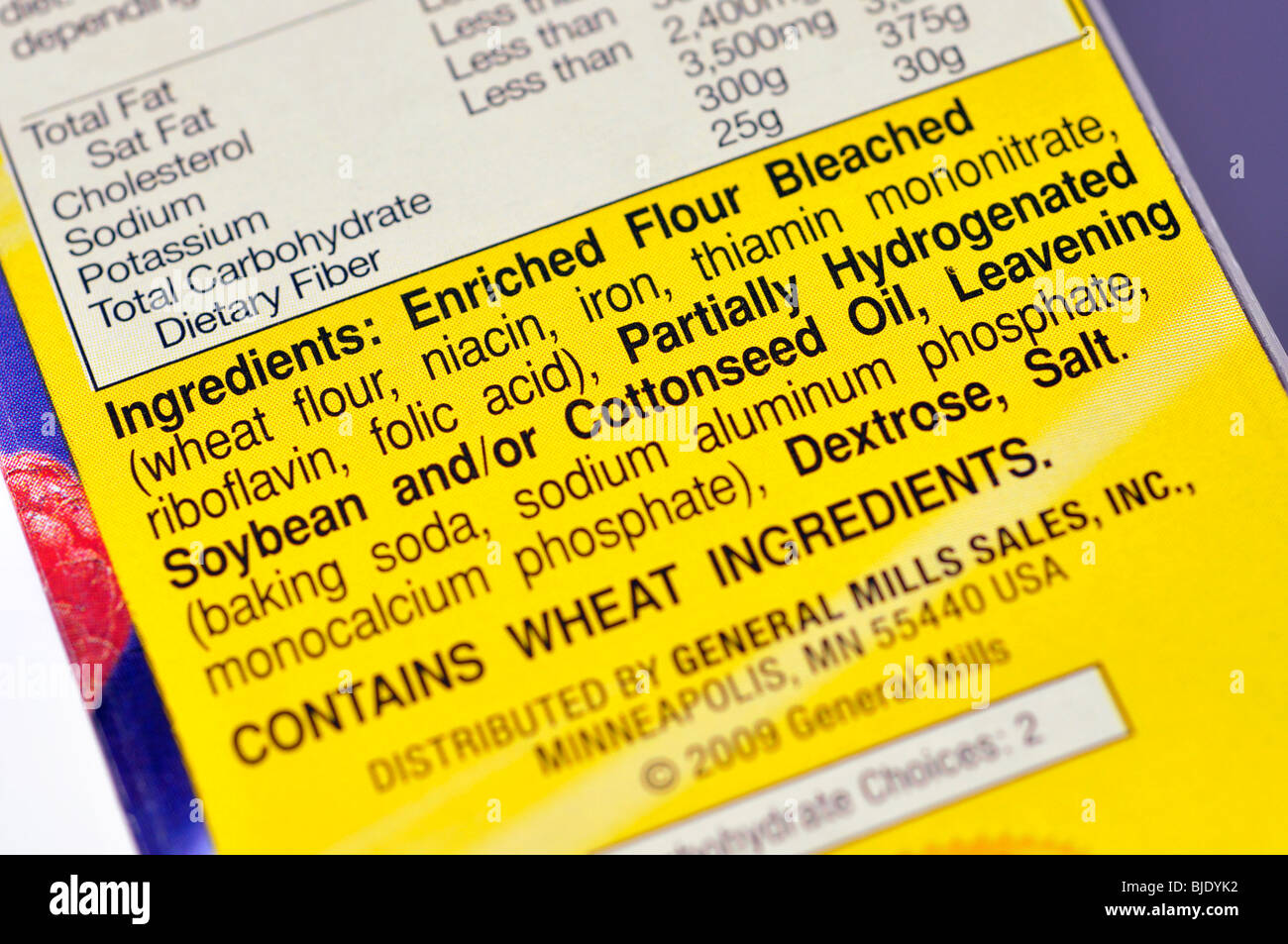 Ingredients list Stock Photo - Alamy