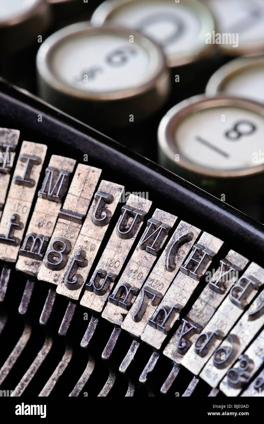Close-up detail of the keys and typeface of an old German, pre-war ...