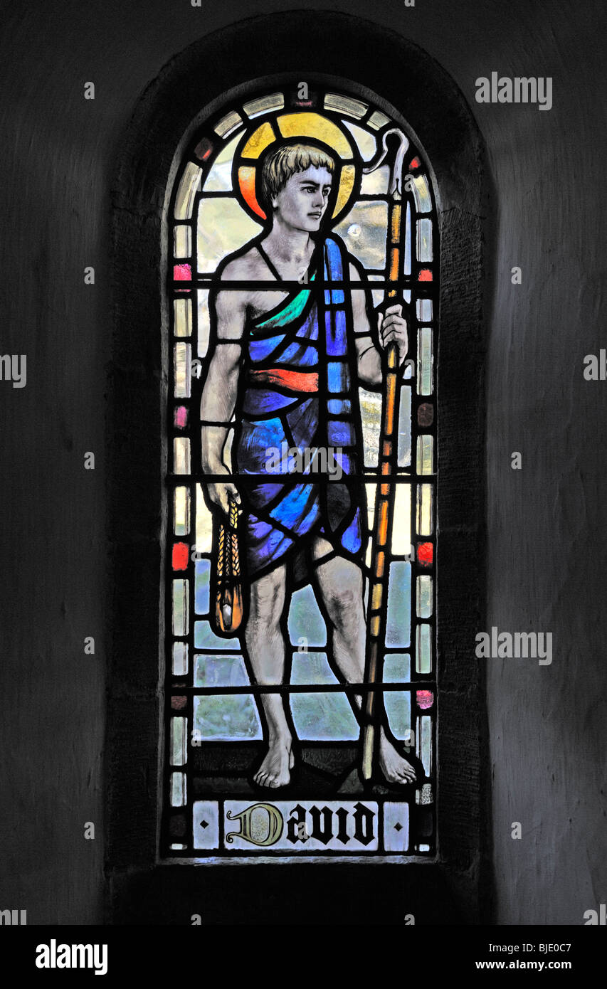 David, East window, Wythburn Church. Thirlmere, Lake District National ...